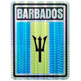 Barbados Flag - Prismatic Rectangle Sticker at Sticker Shoppe