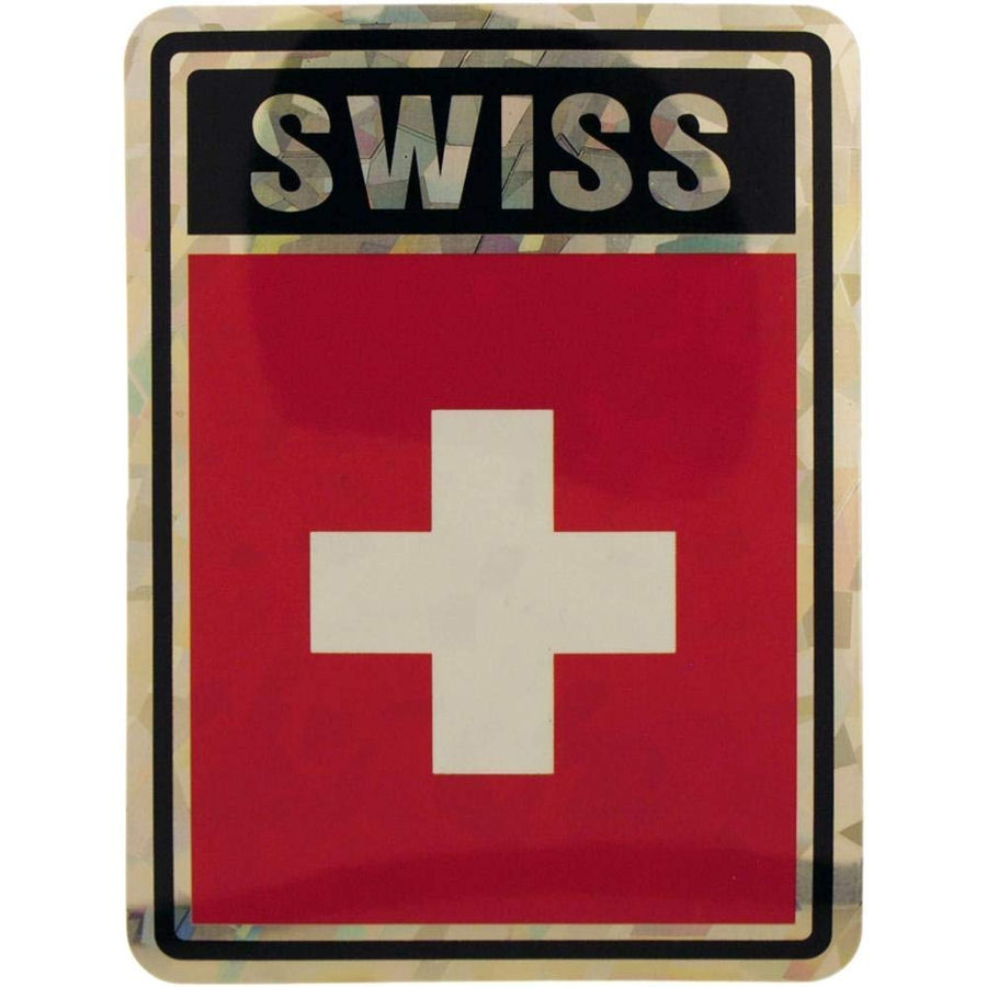 Swiss Switzerland Flag - Prismatic Rectangle Sticker at Sticker Shoppe