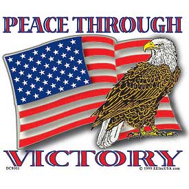 Peace Through Victory Eagle & American Flag - Clear Window Decal at ...