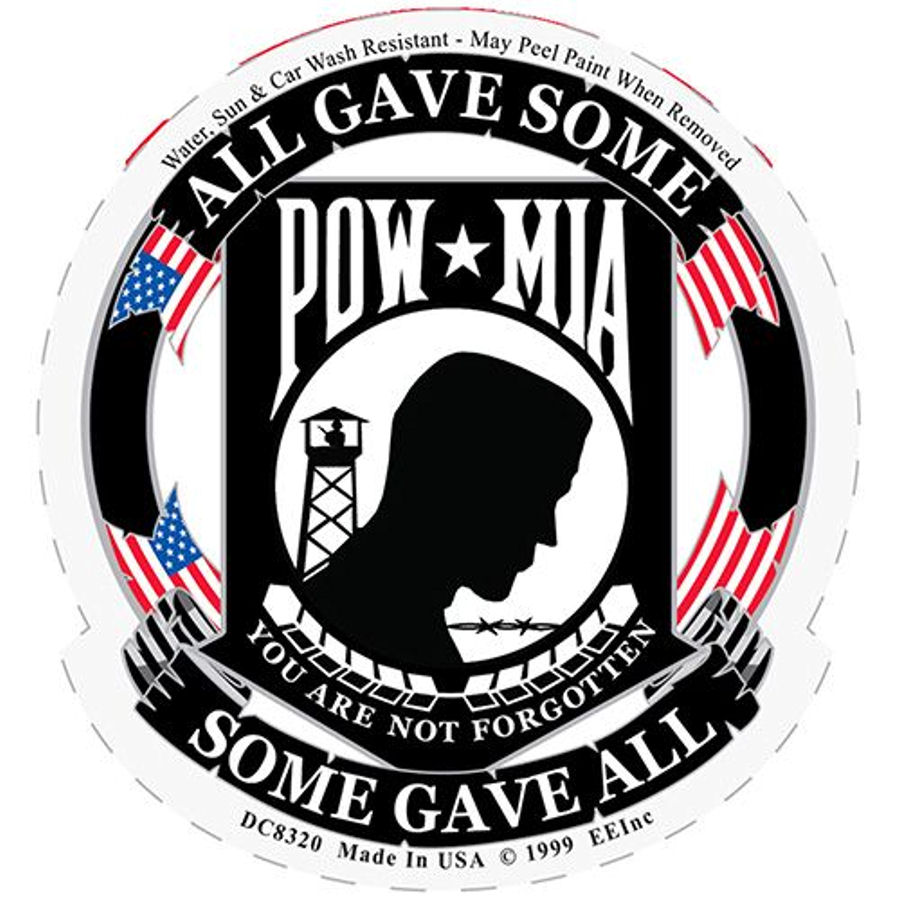 POW MIA All Gave Some Some Gave All - Clear Window Decal at Sticker Shoppe