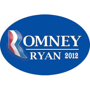 Romney Ryan 2012 - Navy Oval Sticker at Sticker Shoppe