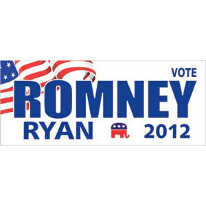 Vote Romney Ryan 2012 - Bumper Sticker at Sticker Shoppe
