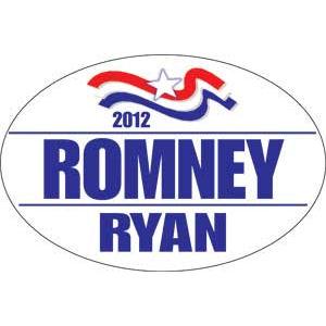 Romney Ryan 2012 - White Oval Sticker at Sticker Shoppe