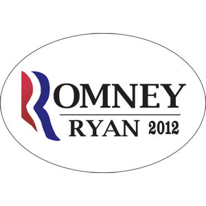 Romney Ryan 2012 - White Oval Sticker at Sticker Shoppe