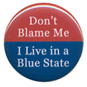 Live In A Blue State - Button at Sticker Shoppe