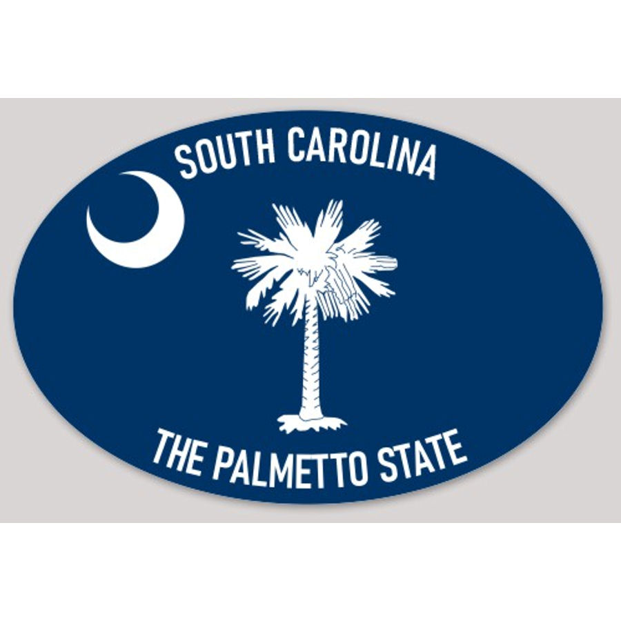 South Carolina The Palmetto State Flag - Oval Sticker at Sticker Shoppe