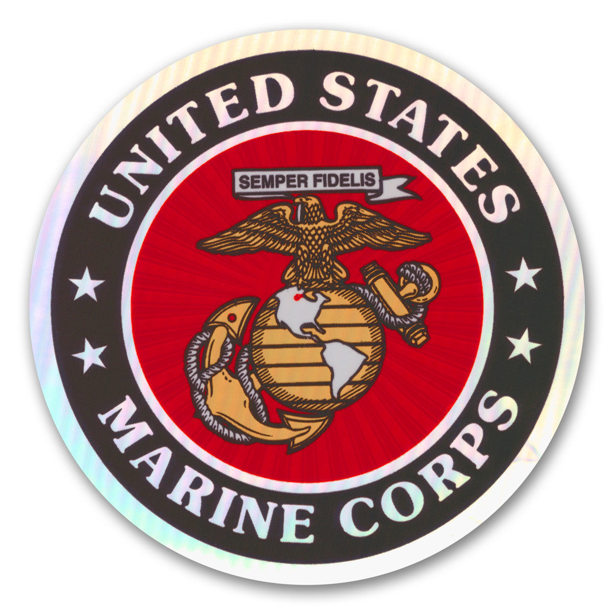 United States Marines - Round Holographic Sticker at Sticker Shoppe
