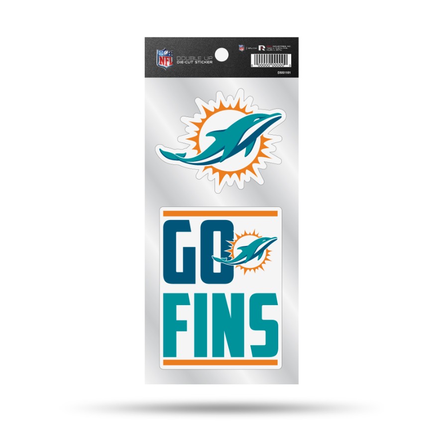 Miami Dolphins Go Fins Slogan - Double Up Die Cut Decal Set at Sticker ...