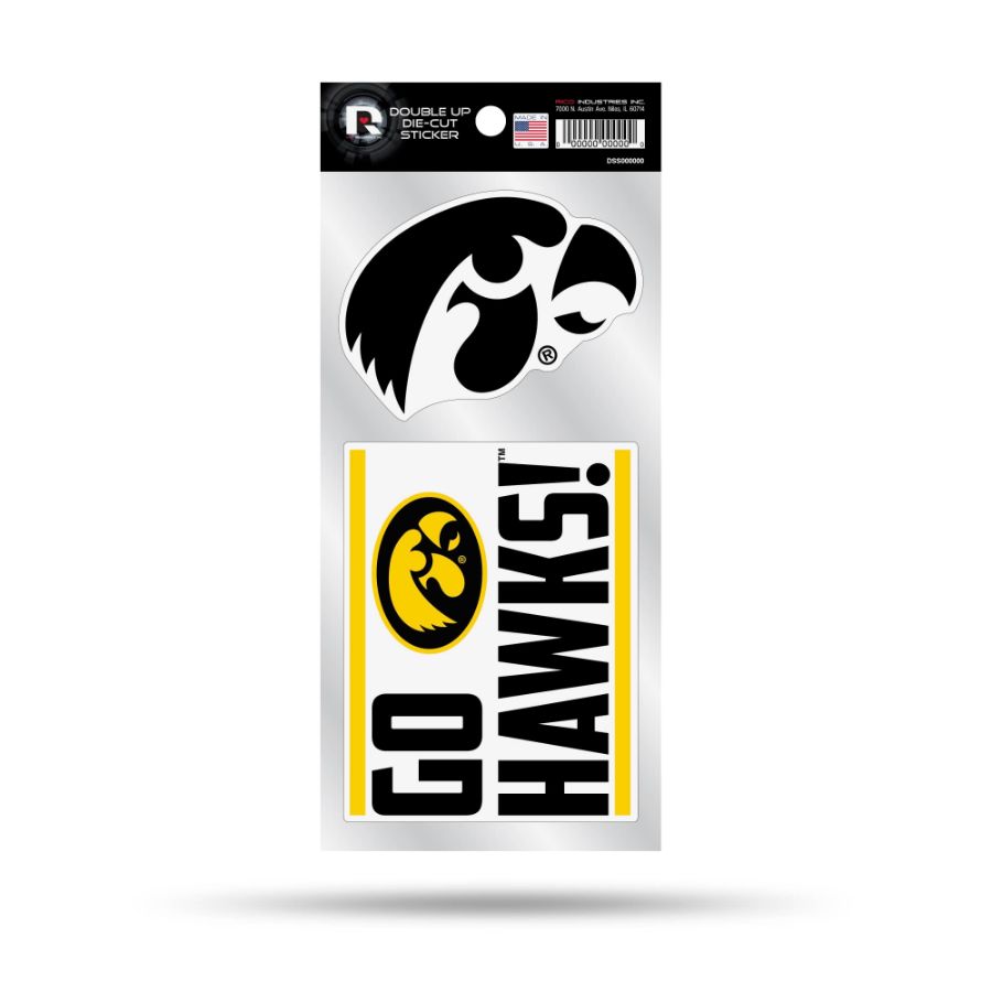 University Of Iowa Hawkeyes Go Hawks Slogan - Double Up Die Cut Decal ...