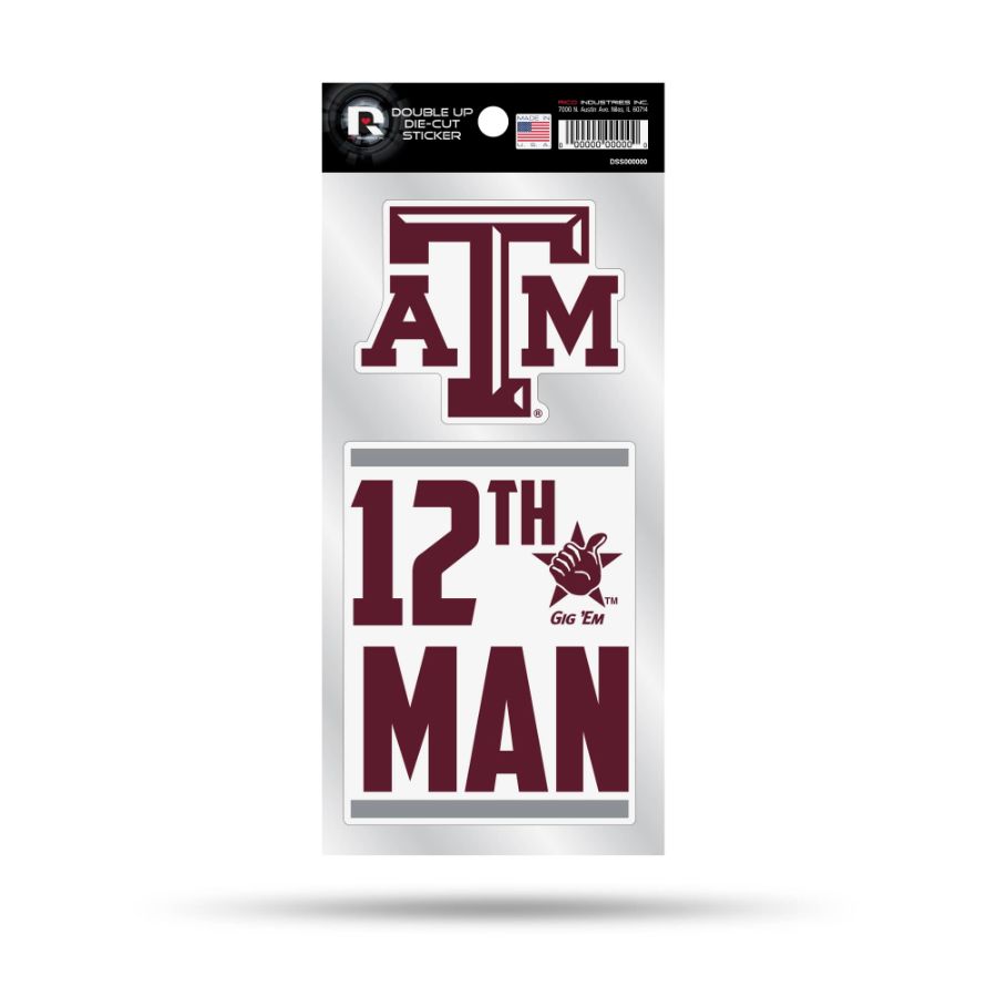 Texas A&M University Aggies 12th Man Slogan - Double Up Die Cut Decal ...