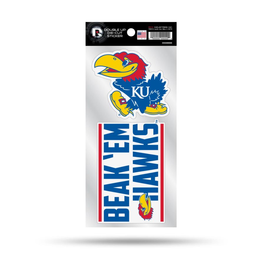 University Of Kansas Jayhawks Beak Em Hawks Slogan - Double Up Die Cut ...