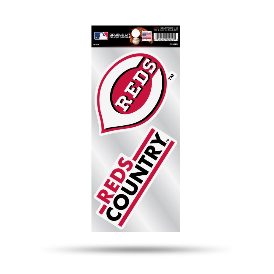 Cincinnati Reds Reds Country Slogan - Double Up Die Cut Decal Set at ...