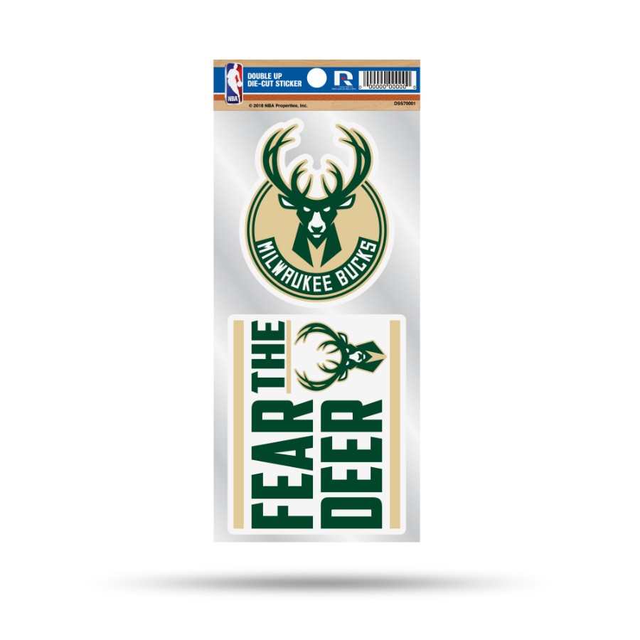 Milwaukee Bucks Fear The Deer Slogan - Double Up Die Cut Decal Set at ...