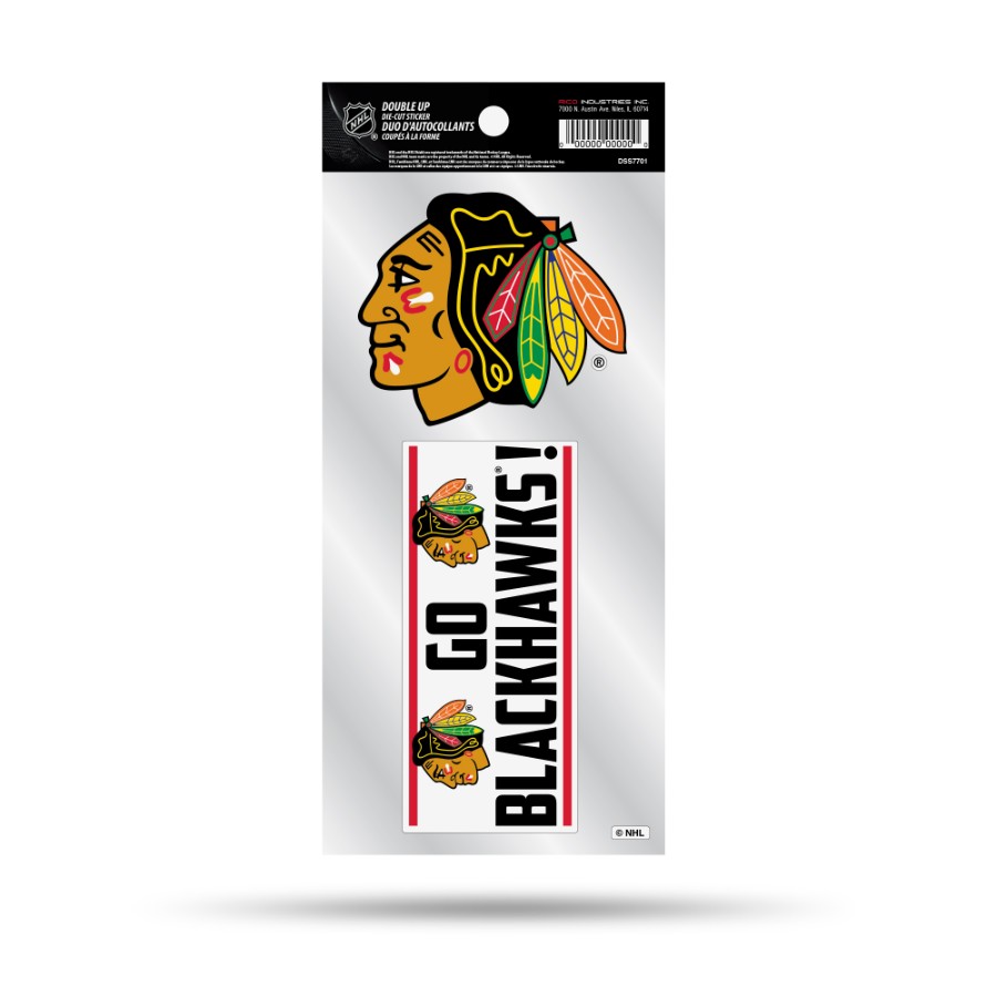 Chicago Blackhawks Go Blackhawks Slogan - Double Up Die Cut Decal Set ...