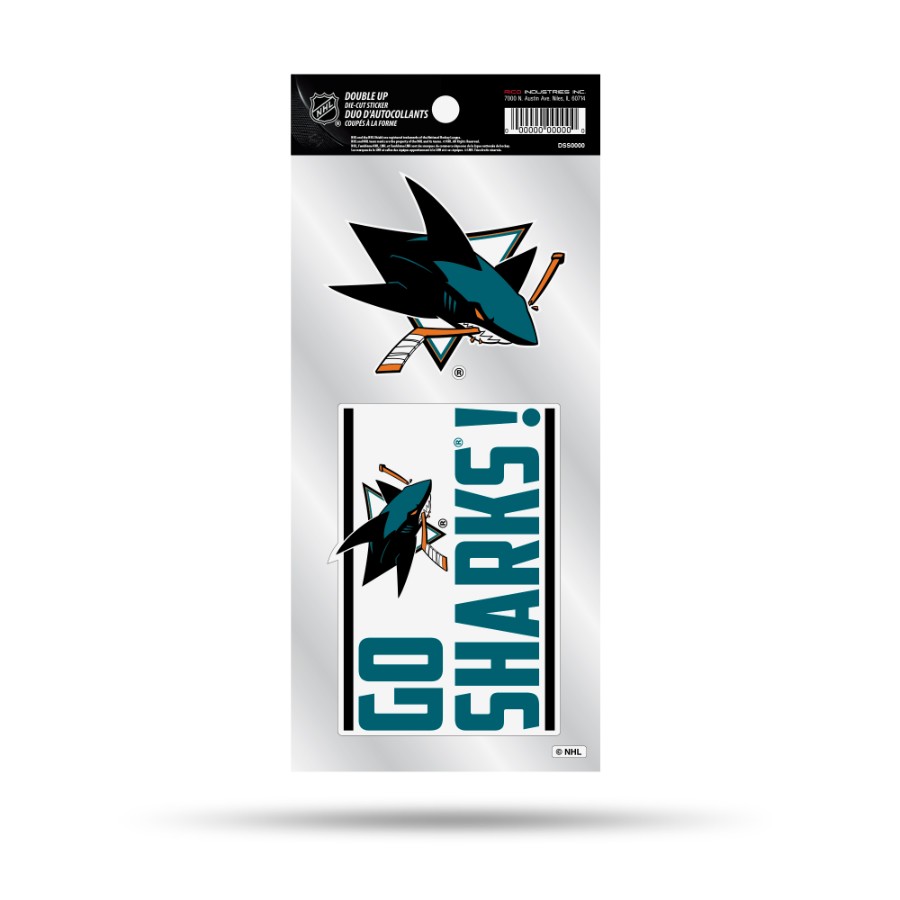 San Jose Sharks Go Sharks Slogan - Double Up Die Cut Decal Set at ...