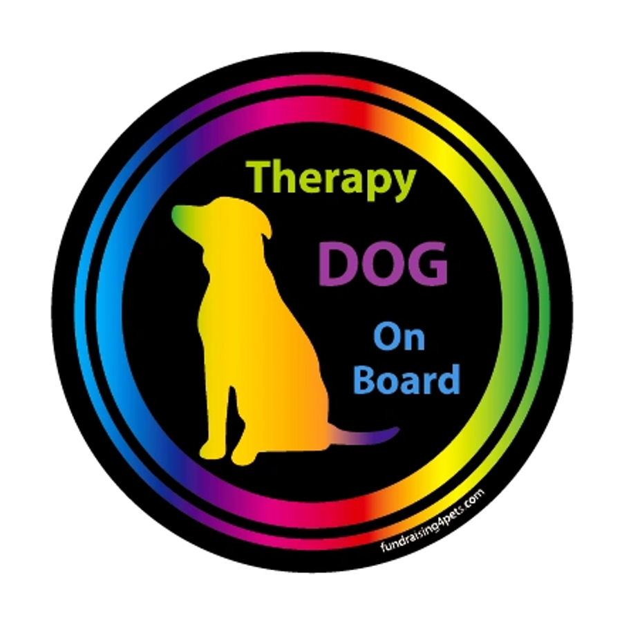 Therapy Dog On Board - Round Magnet at Sticker Shoppe