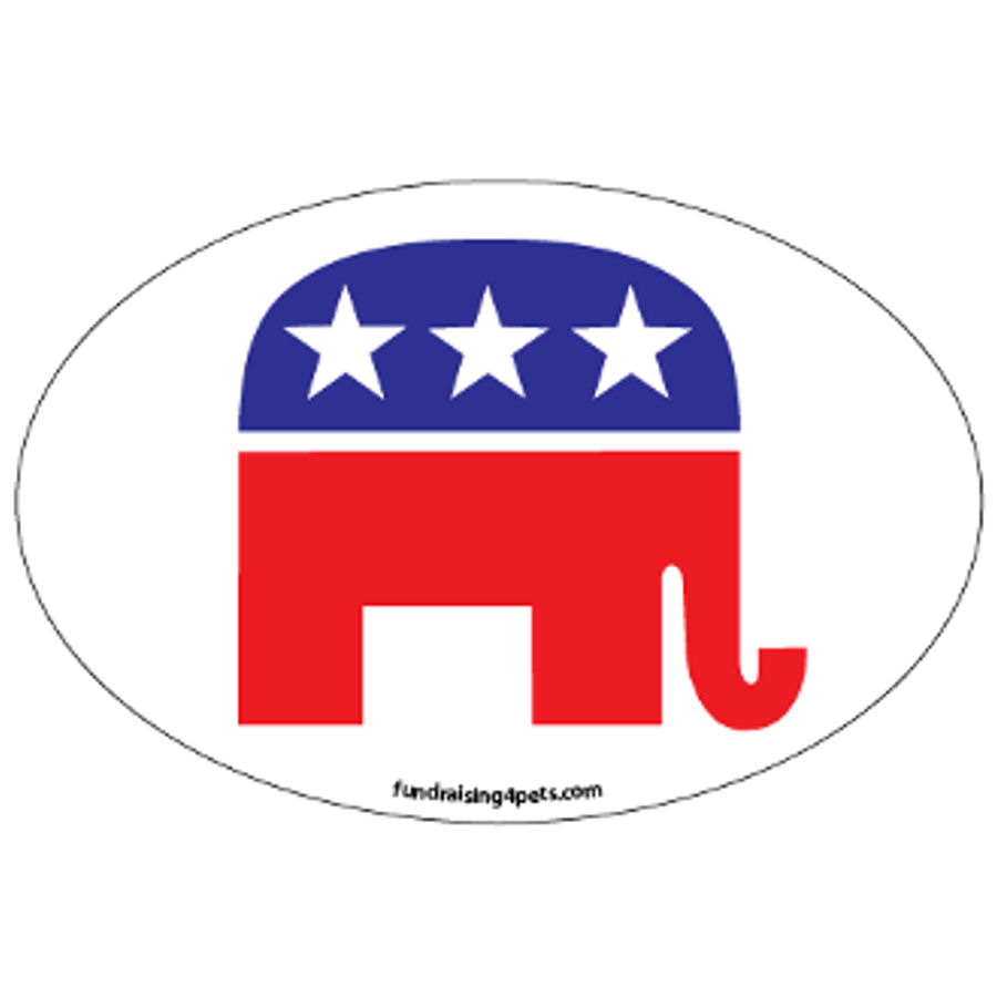 Republican Elephant - Oval Magnet at Sticker Shoppe