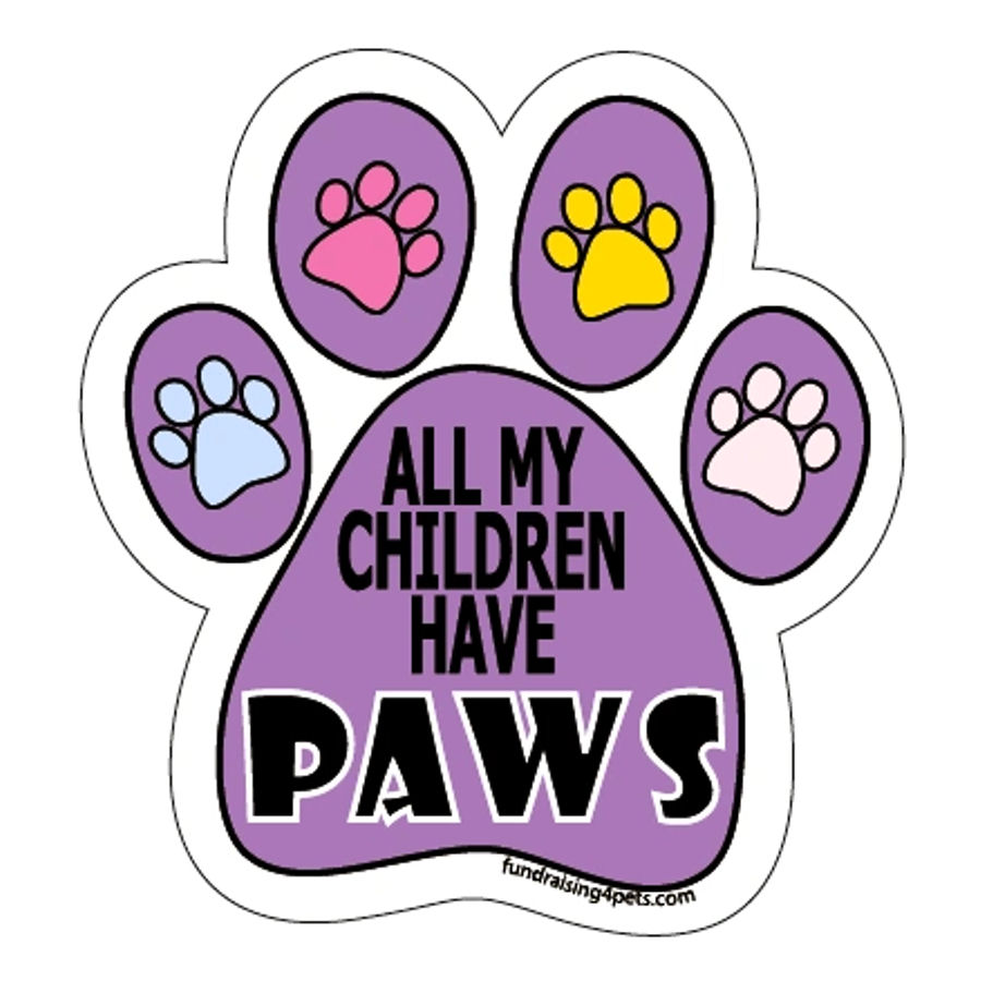 All My Children Have Paws Purple - Paw Magnet at Sticker Shoppe