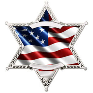 6 Point Star With Wavy US Flag - Reflective Sticker at Sticker Shoppe