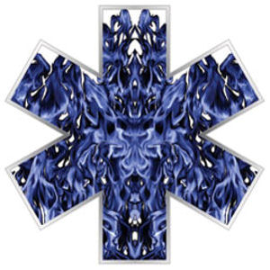 Blue Fire Star Of Life - Reflective Sticker at Sticker Shoppe