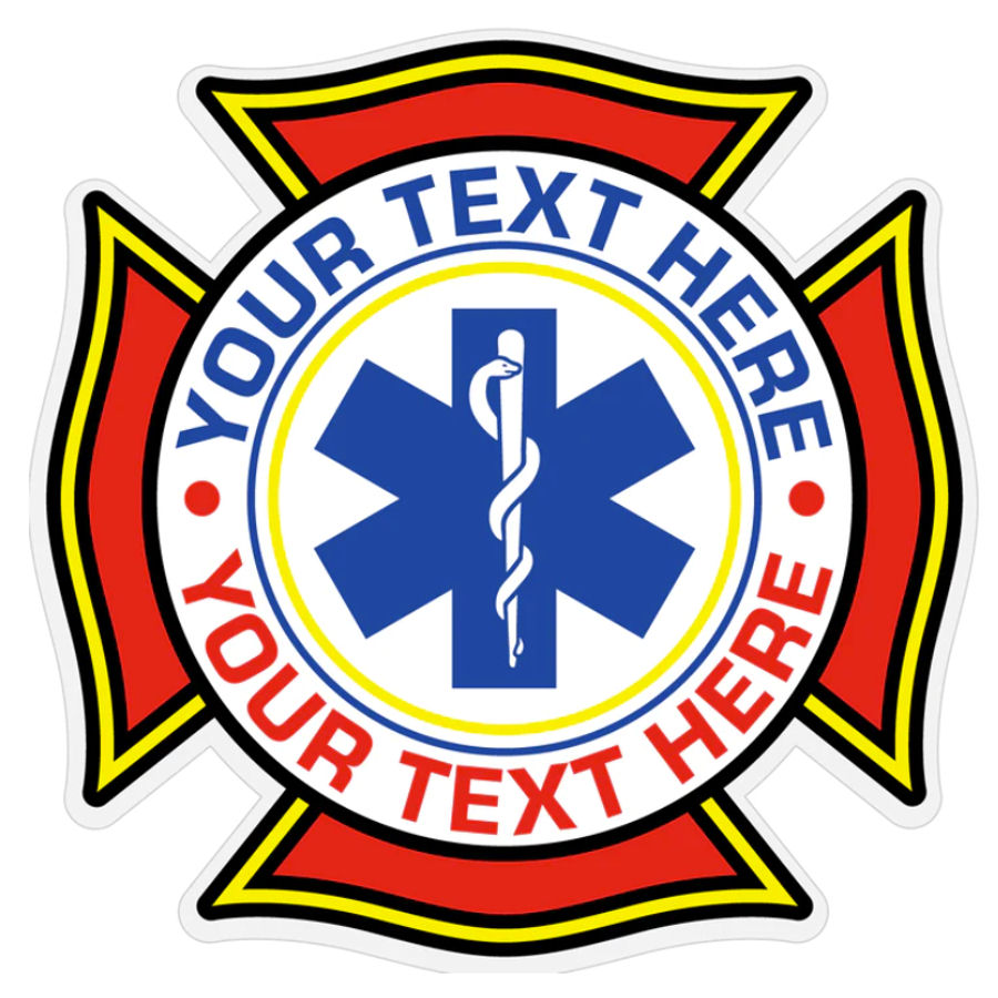 Custom Star Of Life & Maltese Cross - Reflective Sticker at Sticker Shoppe