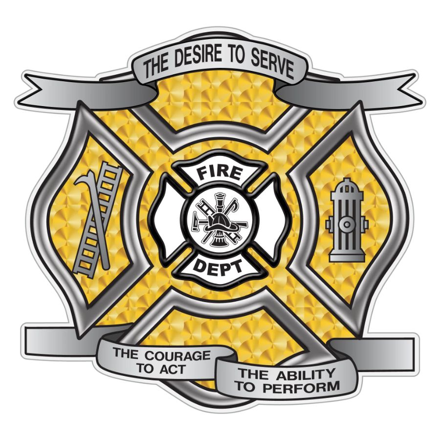 Desire To Serve Firefighter Maltese Cross - Reflective Sticker at ...