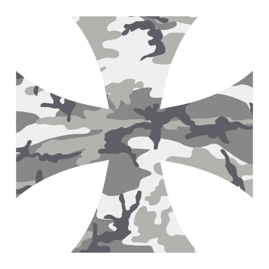 Grey Camouflage Iron Cross - Reflective Sticker at Sticker Shoppe