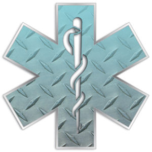 Light Blue Gradient Star Of Life Diamond Plate - Reflective Sticker at ...