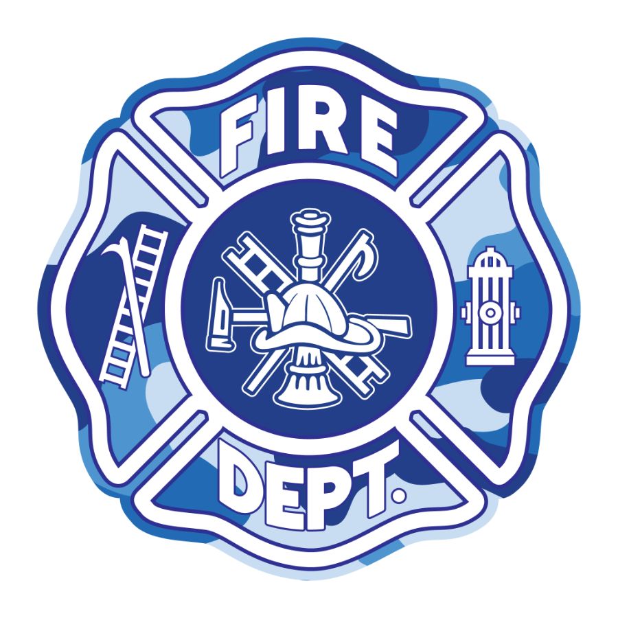 Custom Blue Camouflage Firefighter Maltese Cross - Reflective Sticker ...