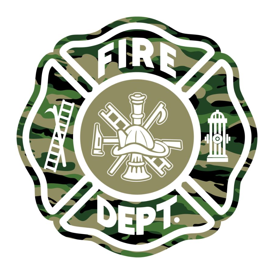 Green Camouflage Firefighter Maltese Cross - Reflective Sticker at ...