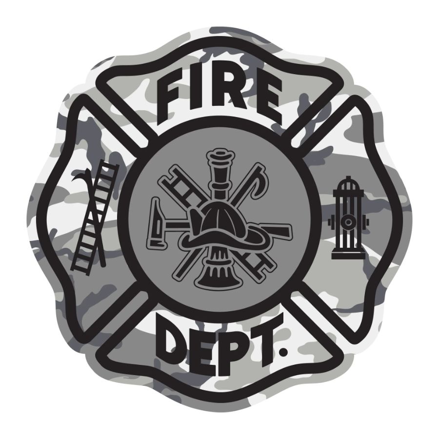 Custom Grey Camouflage Firefighter Maltese Cross - Reflective Sticker ...
