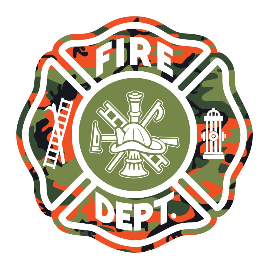 Custom Orange Camouflage Firefighter Maltese Cross - Reflective Sticker ...