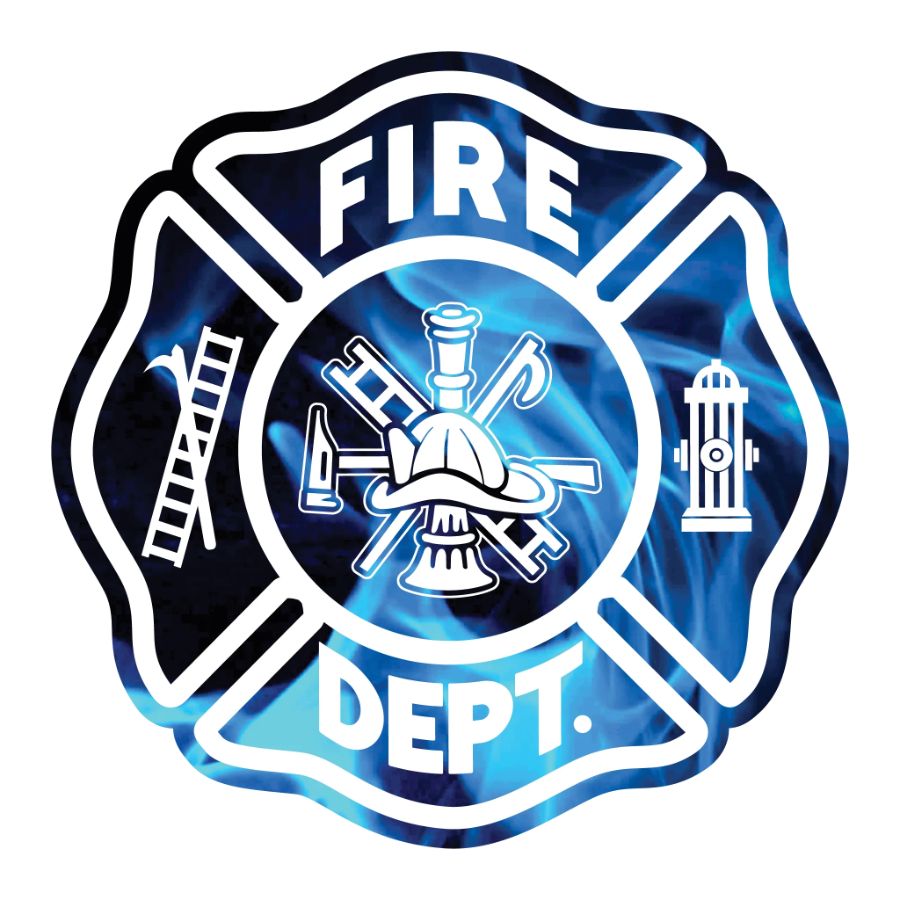 Custom Blue Fire Firefighter Maltese Cross - Reflective Sticker at ...