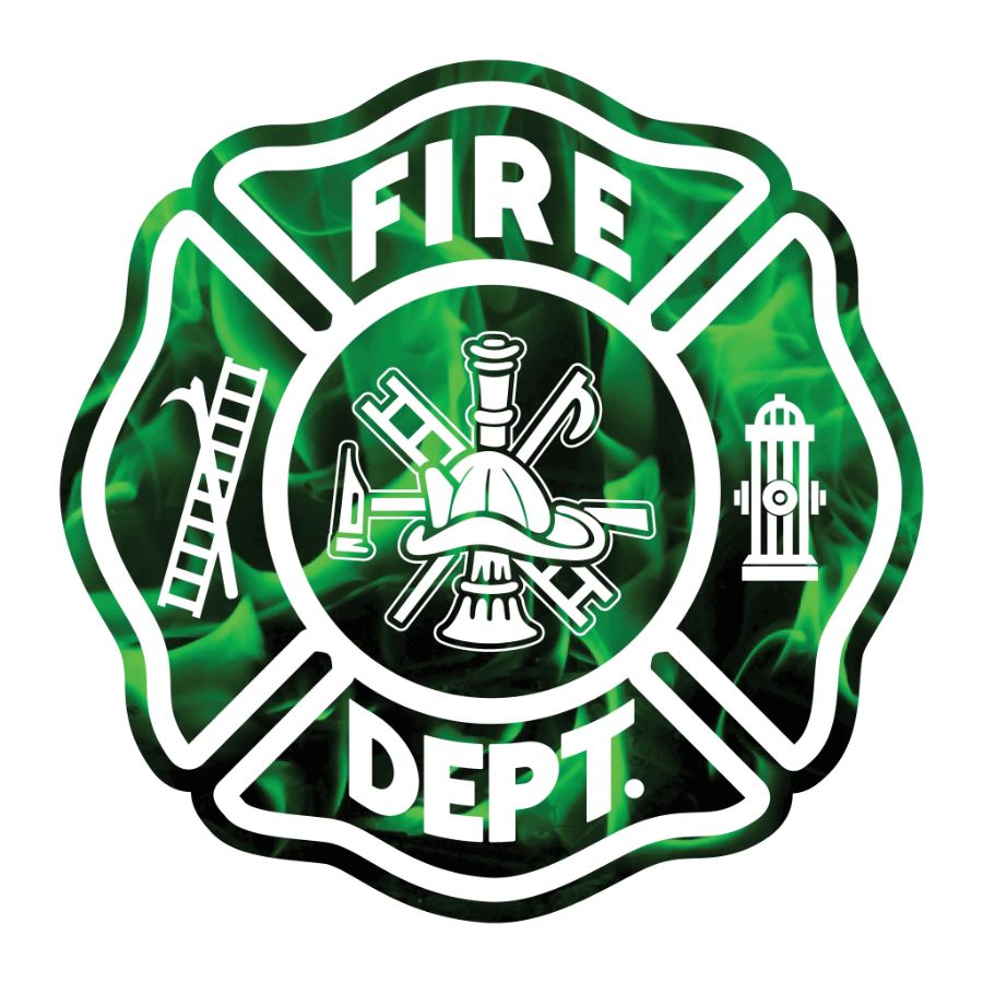 Custom Green Fire Firefighter Maltese Cross - Reflective Sticker at ...