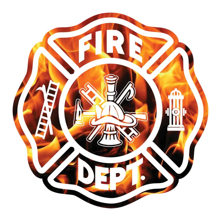 Custom Orange Fire Firefighter Maltese Cross - Reflective Sticker at ...
