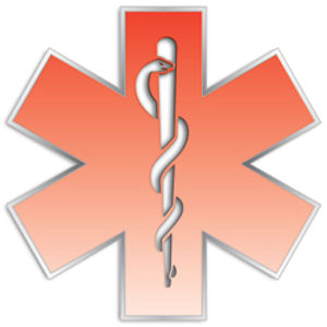 Red Gradient Star Of Life - Reflective Sticker at Sticker Shoppe