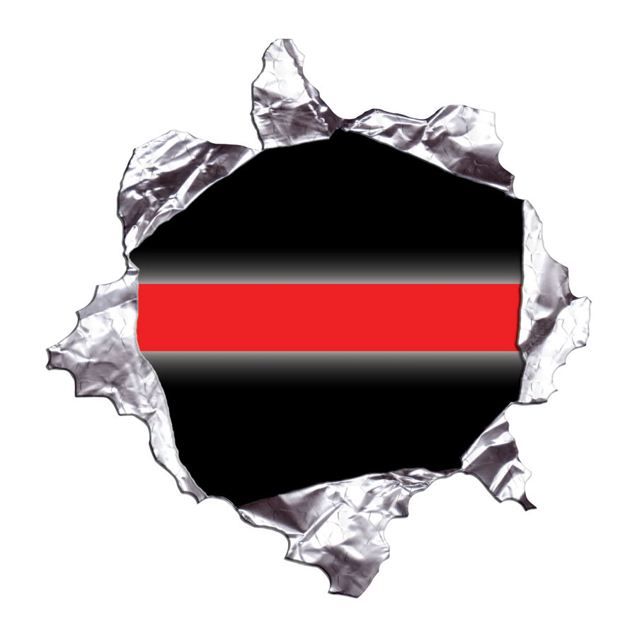 Thin Red Line Metal Burst Rip - Reflective Sticker at Sticker Shoppe