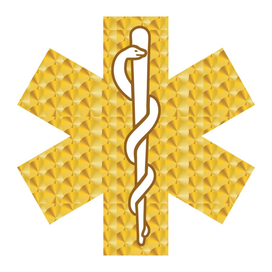 Gold Leaf Star Of Life - Reflective Sticker at Sticker Shoppe