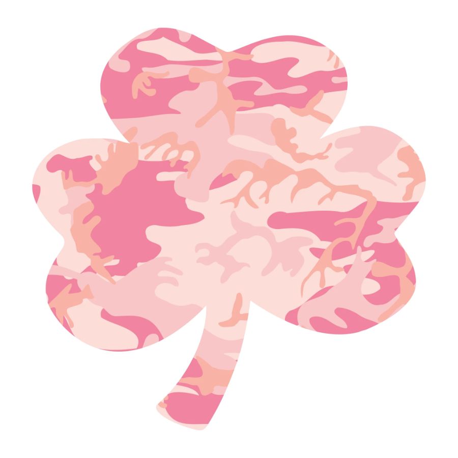 Pink Camouflage Shamrock - Reflective Sticker at Sticker Shoppe
