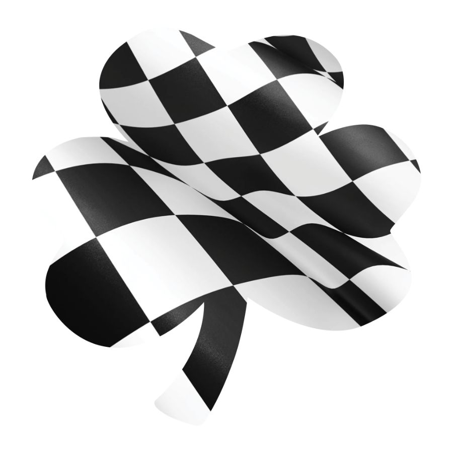 Checkered Flag Shamrock - Reflective Sticker at Sticker Shoppe