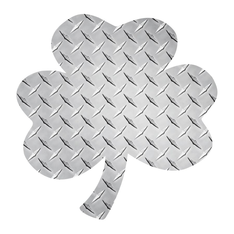 Silver Diamond Plate Shamrock - Reflective Sticker at Sticker Shoppe