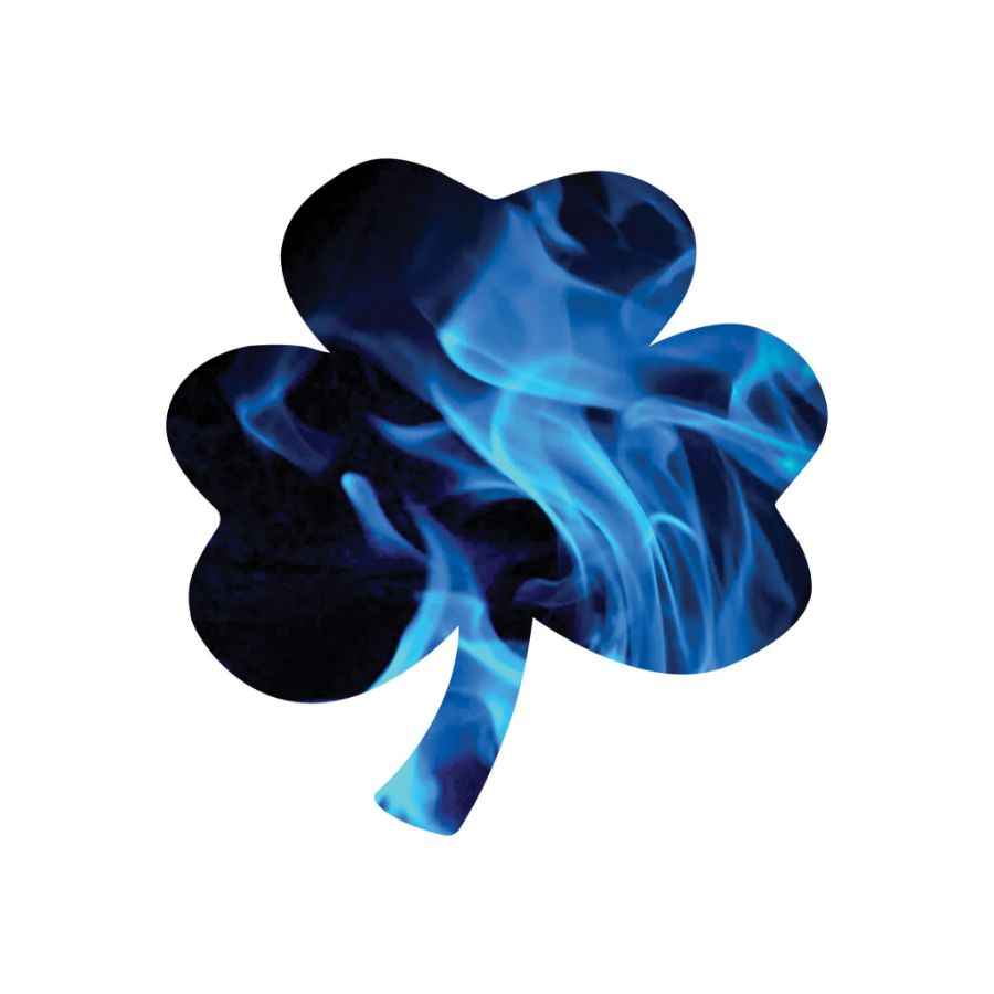 Blue Shamrock Fire & Flames - Reflective Sticker at Sticker Shoppe