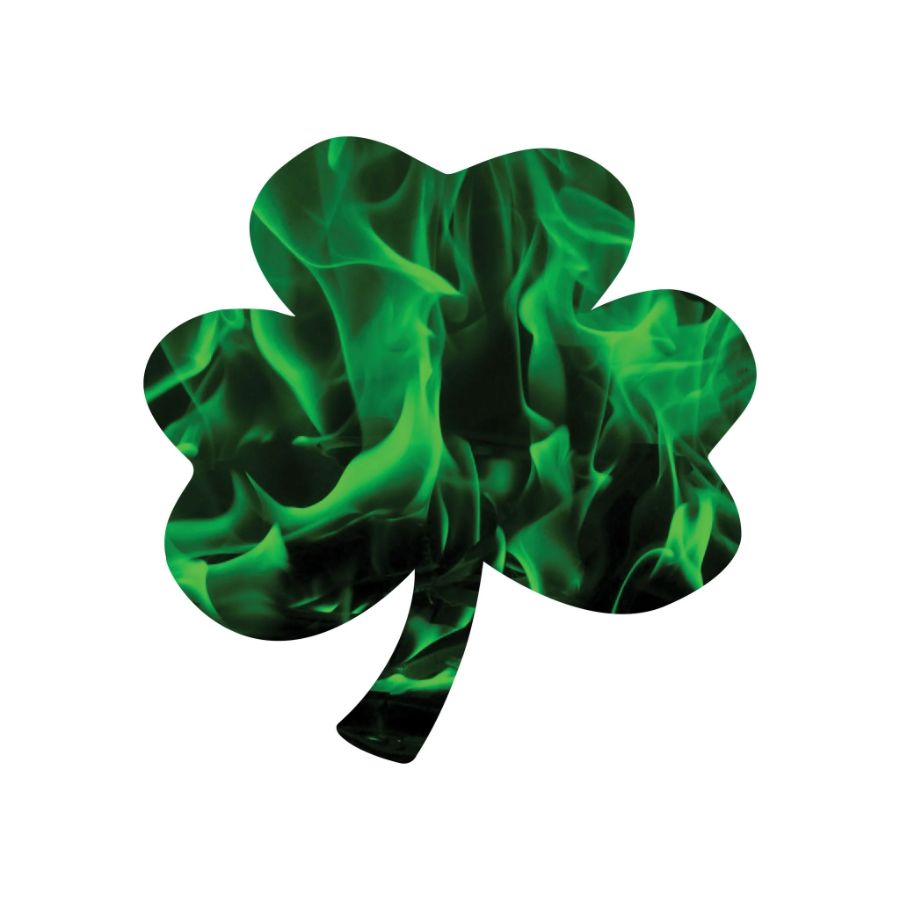 Green Shamrock Fire & Flames - Reflective Sticker at Sticker Shoppe