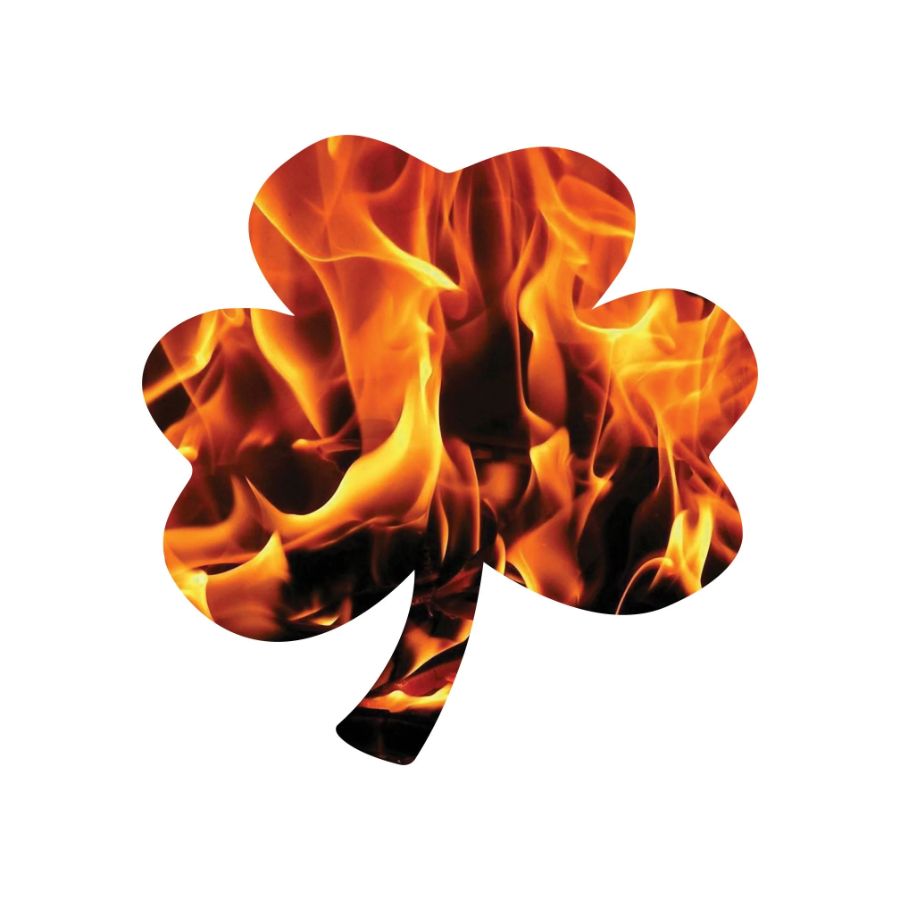 Shamrock Fire & Flames - Reflective Sticker at Sticker Shoppe