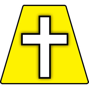 Reflective White Cross Yellow Background - Helmet Tetrahedron Sticker ...