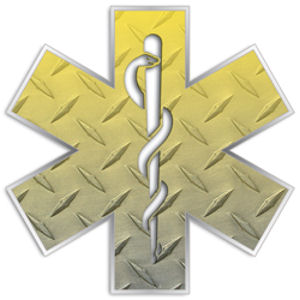 Yellow Gradient Star Of Life Diamond Plate - Reflective Sticker at ...