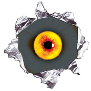 Crazy Monster Eye Metal Rip - Reflective Sticker at Sticker Shoppe