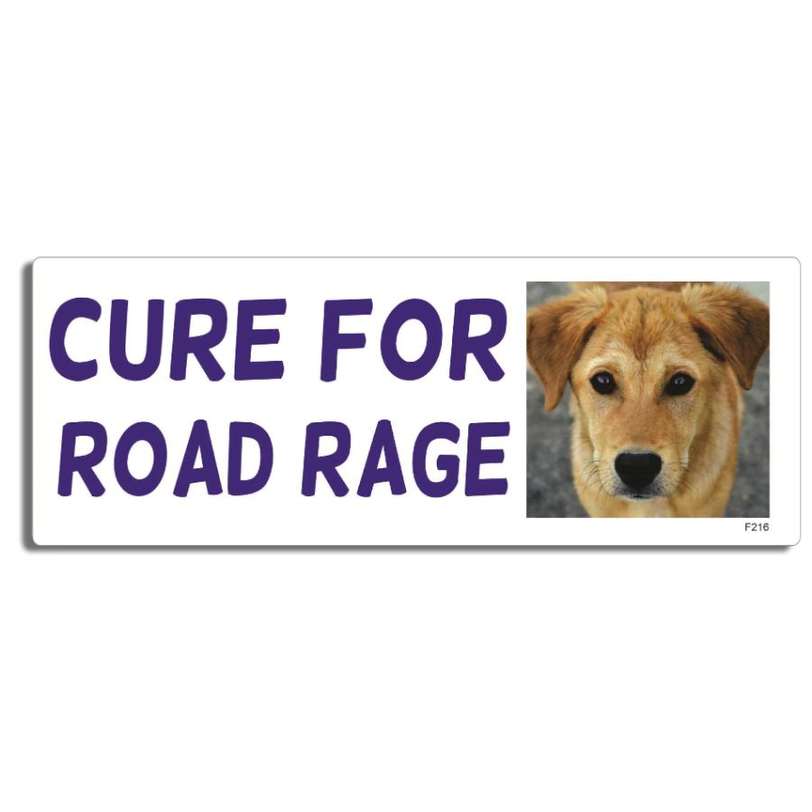 Cute Dog Cure For Road Rage - Bumper Sticker at Sticker Shoppe