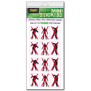 Kill Zombie - Set of 12 Mini Stickers at Sticker Shoppe