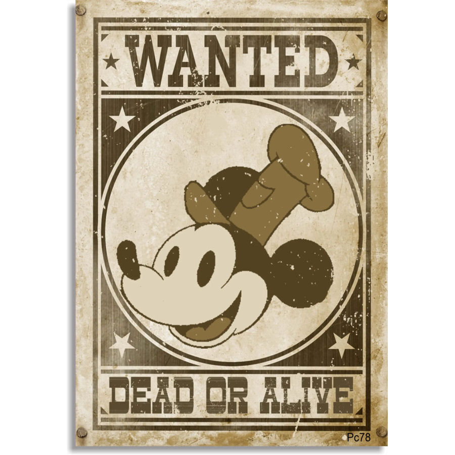 Steamboat Mickey Wanted Dead Or Alive Parody Poster - Vinyl Sticker at ...